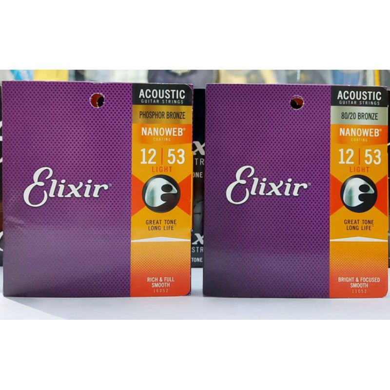 Elixir Nanoweb Acoustic Guitar Strings Gauge 12/53 | Shopee Philippines