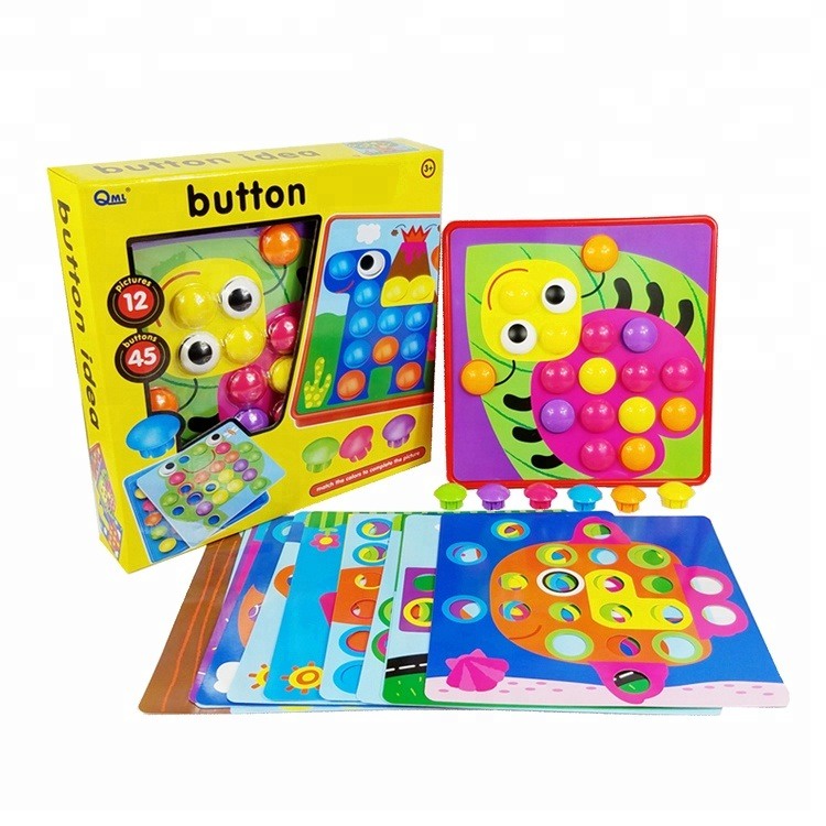 Jigsaw Puzzle 46 Buttons Mushroom Nails Button Idea Color Matching Game ...