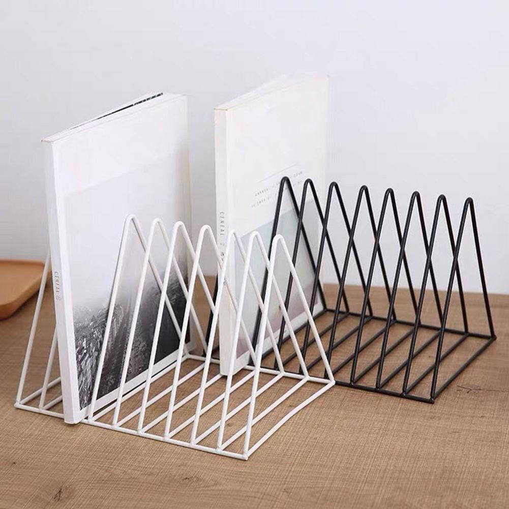 Magazine Desktop Decoration Metal Iron Storage Rack Portable Triangle ...