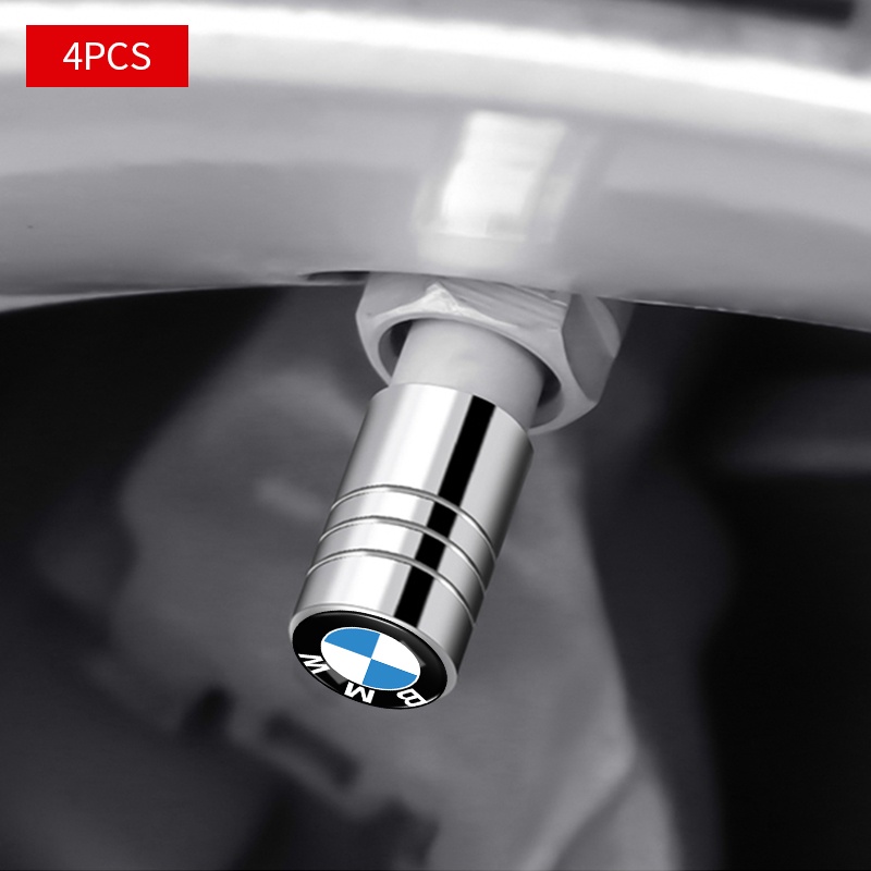 4pcs/set Aluminium Car Tire Air Cap Black/Silver Cylindrical Wheel Valve Stem Core Cap for BMW ...