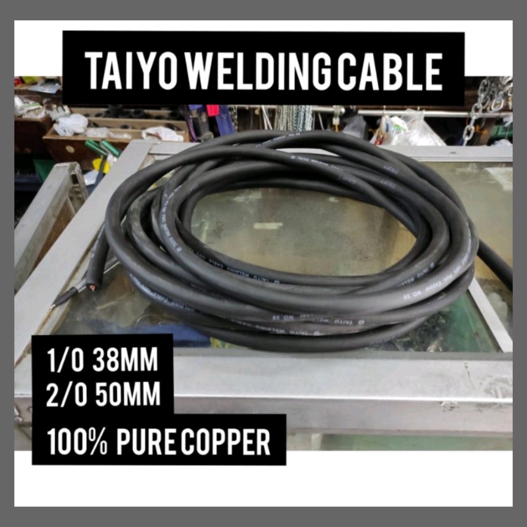 Welding Cable Taiyo Japan 1/0 38mm , 2/0 50mm sold per meter | Shopee ...