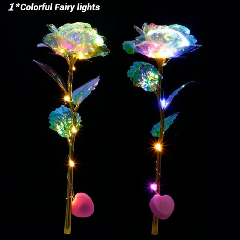 LED Rose Eternal 24K Gold Leaf Flower with Dome String Lights Home ...