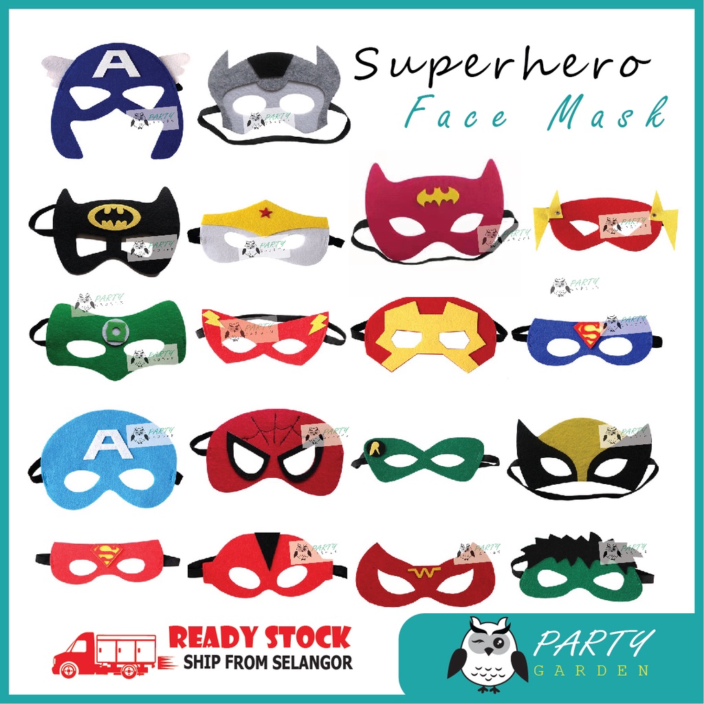 Superhero Eye Face Masks Kids Cosplay Superman Batman Hulk Wolverine ...