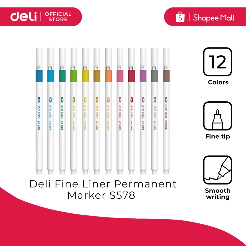 Deli S578 - Fine Liner Permanent Marker [79S578] | Shopee Philippines