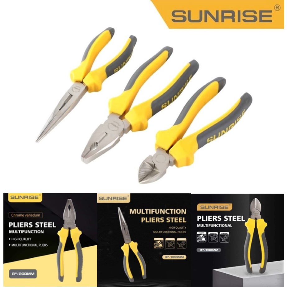 Sunrise Pliers Steel Long Nose /Combination Plier/Diagonal Plier 8 ...