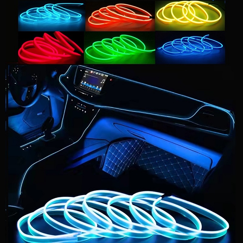 1M/3M/5M Car Interior Led Decorative Lamp EL Wiring Neon Strip For Auto ...