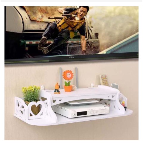 SN Wooden DVD Player Rack TV Rack Wall Mount 2 Tier Shelf Decoration ...