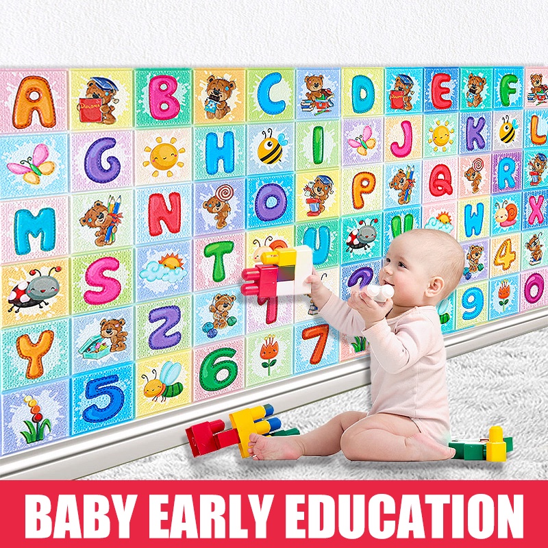 3D Wallpaper DIY Alphanumeric Cartoon Waterproof Wall Sticker Kids Baby ...