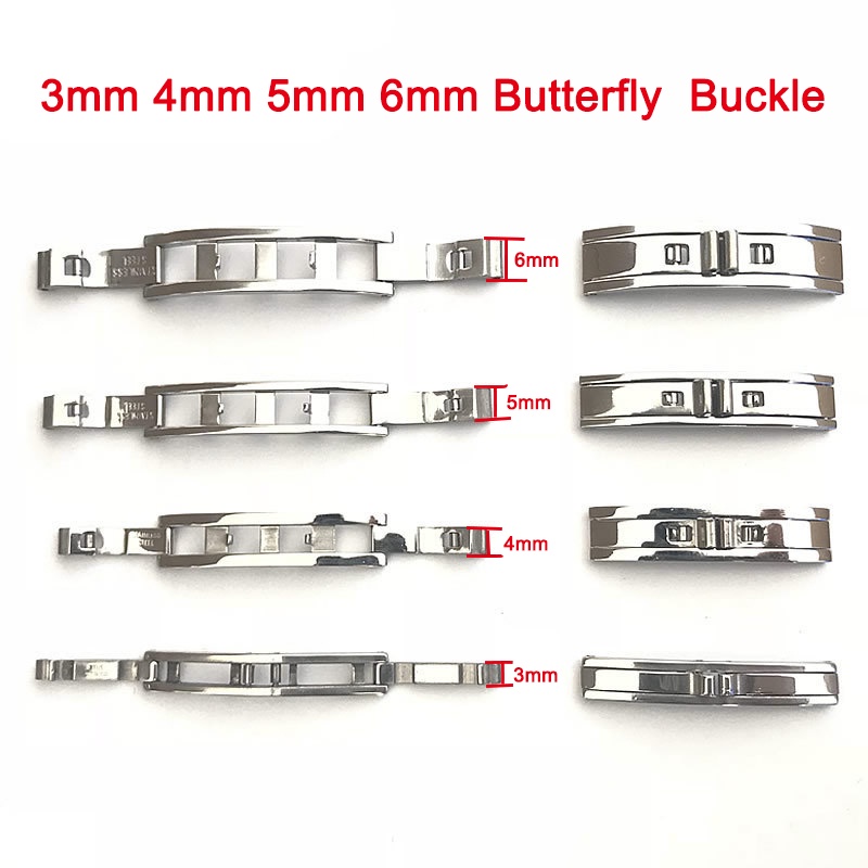 3/4/5/6mm Watch Butterfly Buckle Watch Accessories Folding Clasp Double ...