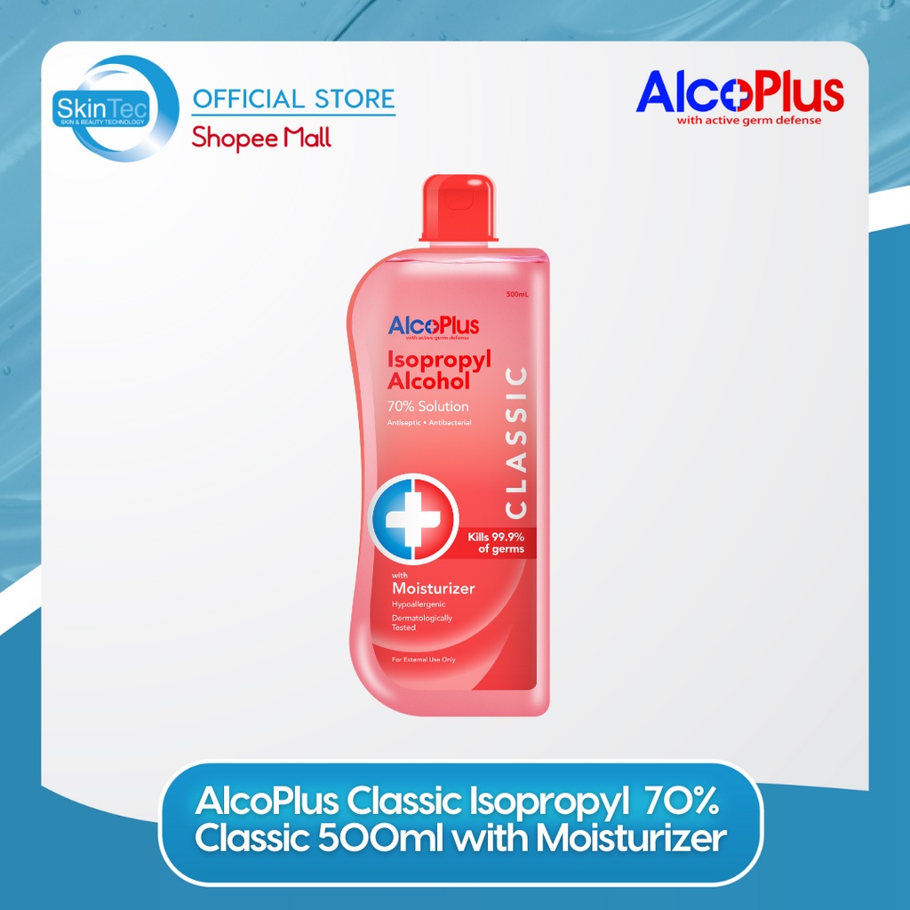 AlcoPlus Classic Isopropyl 70% Alcohol Classic 500ml with Moisturizer ...