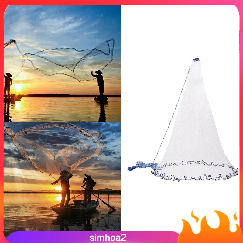 [SIMHOA2] 8/10/12ft Fishing Hand Cast Net Easy Throw Strong Nylon Mesh ...