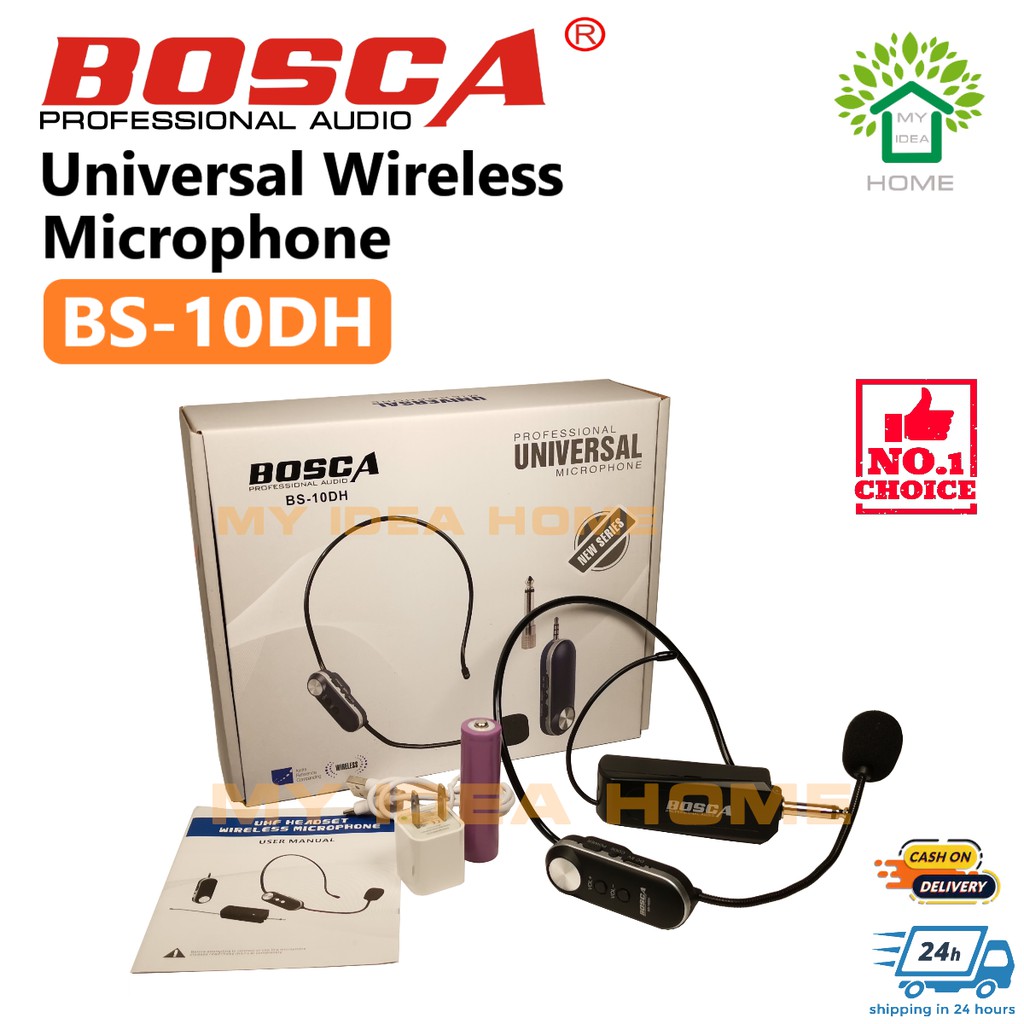 BOSCA UHF Professional Universal Wireless Headworn lapel Microphone COD ...