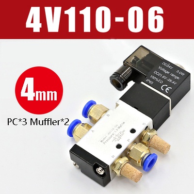 4V110-06 Air solenoid pneumatic Valve 5 Way Port 2 Position Gas Pneumatic 12V 24V 220V Coil Volt ...