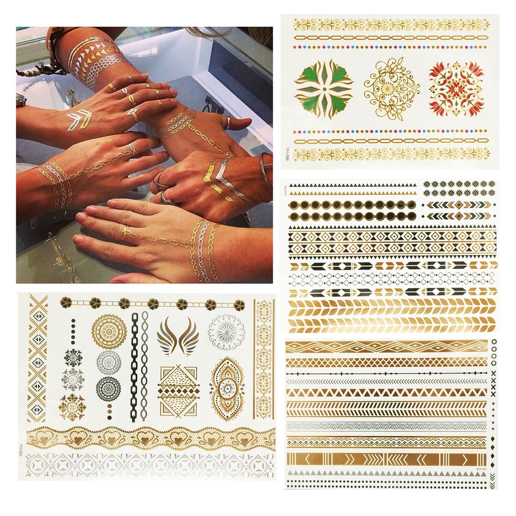 [ Anbe Tattoo] Metallic Tattoo (LARGE TABLE) - Flash Tattoo (buy 3 get ...