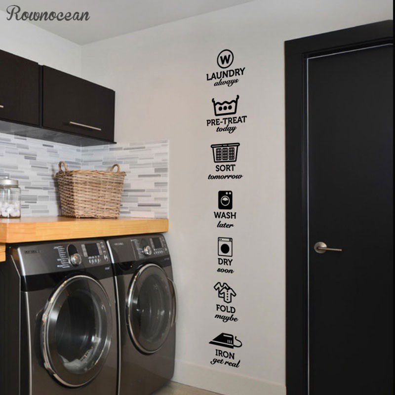 The rules of laundry decals, laundry tag stickers pattern,Wash Dry Fold ...