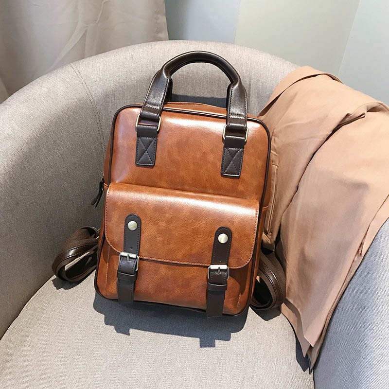Leacat Women Anti-Theft PU leather Backpacks Brown | Shopee Philippines