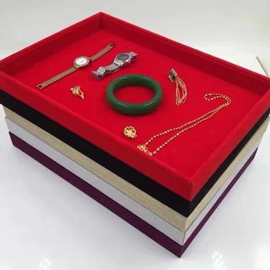 MEET SILVER Velvet Jewelry Tray Showcase Display Organizer for ...