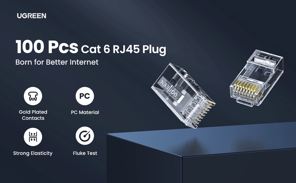 UGREEN RJ45 Connector Ethernet Cable Cat6 Connector 50pcs-300pcs ...