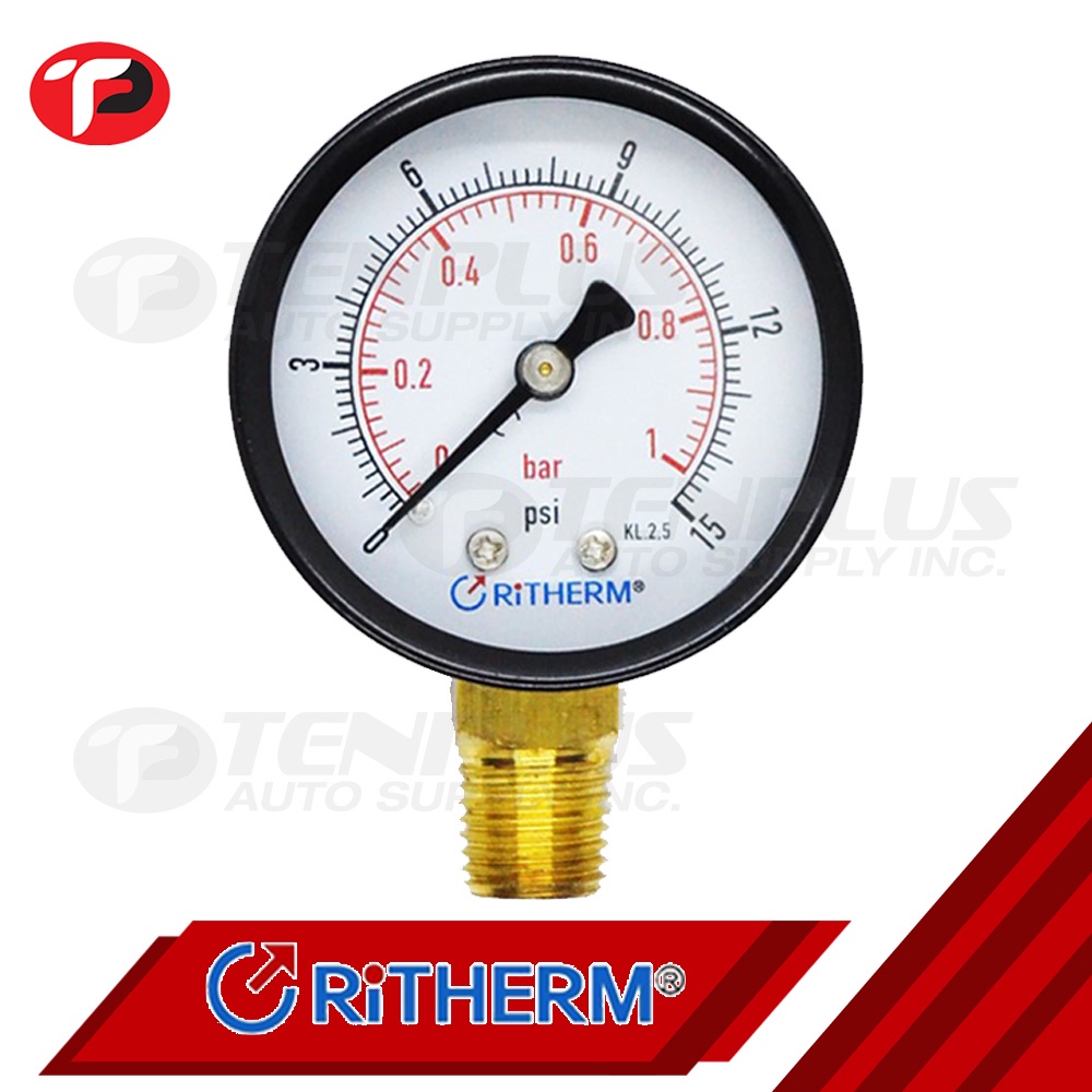 Ritherm Pressure Gauge 2" Black Case 1/4 NPT Bottom Connection | Shopee ...