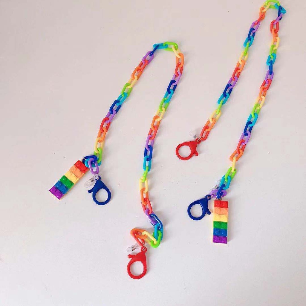 New creative candy color building blocks acrylic lanyard necklace ...