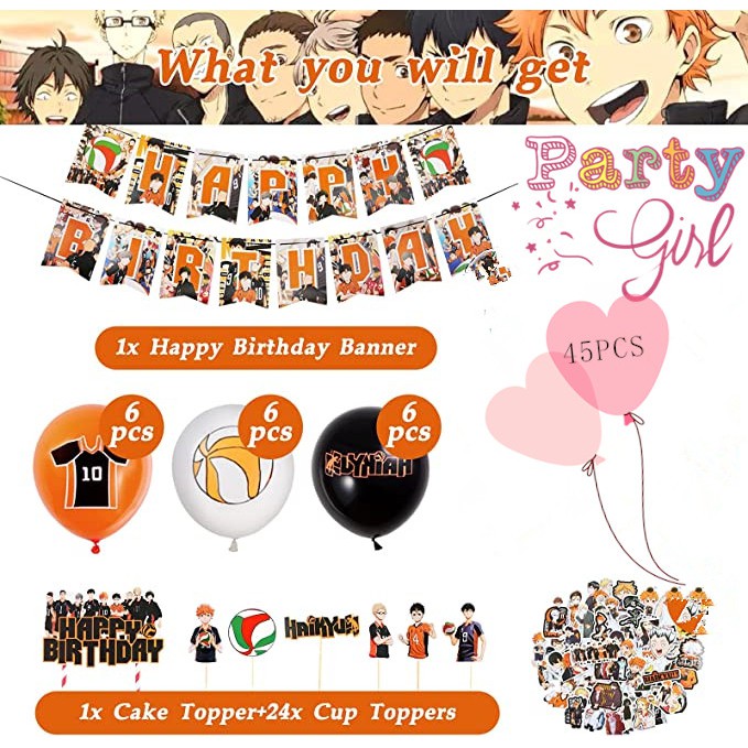 Haikyuu Birthday Party Decorations 45PCS Gift Set Japanese Anime Favors ...
