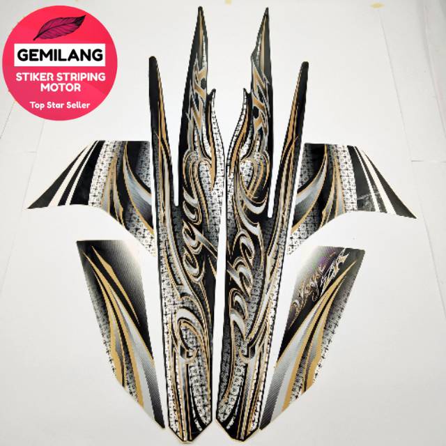 HITAM PUTIH Striping Decal Pole Sticker Yamaha Vega zr 2011 Black White ...