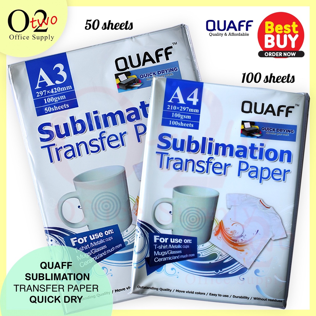 QUAFF Sublimation Transfer Paper A4 size (100sheets) A3 (50sheets) QUICK DRY | Shopee Philippines