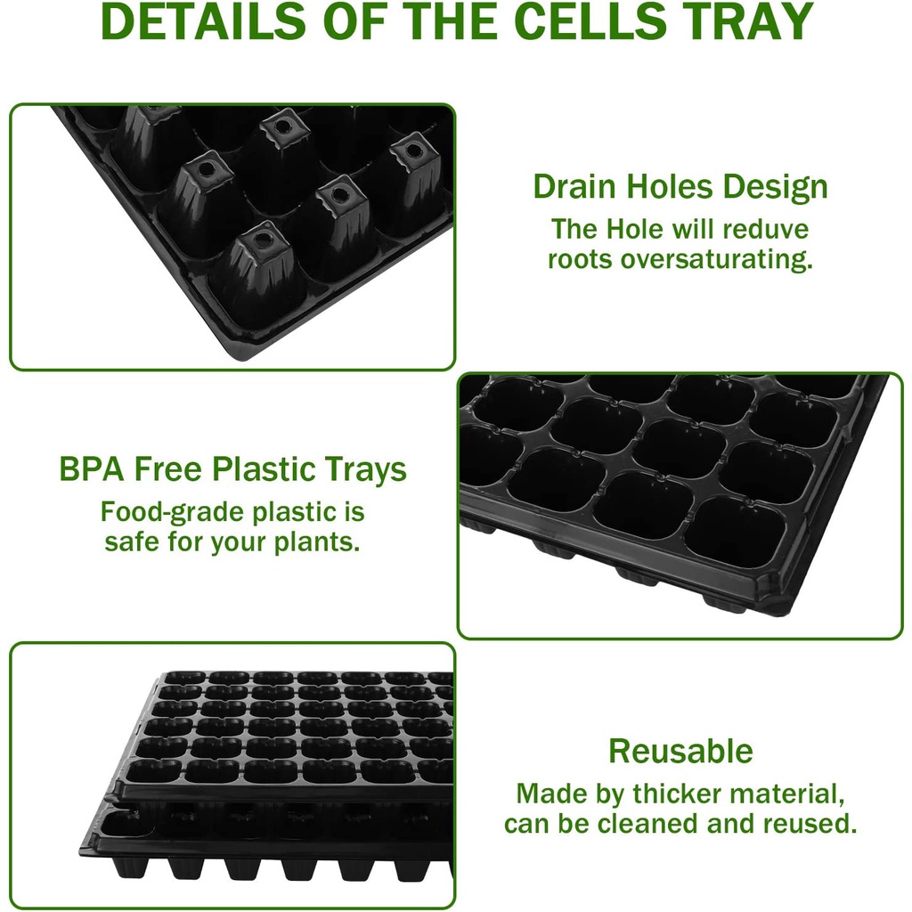 Seedling Tray 10-20 Pcs 128 105 72 50 32 200 Holes Gardening ...
