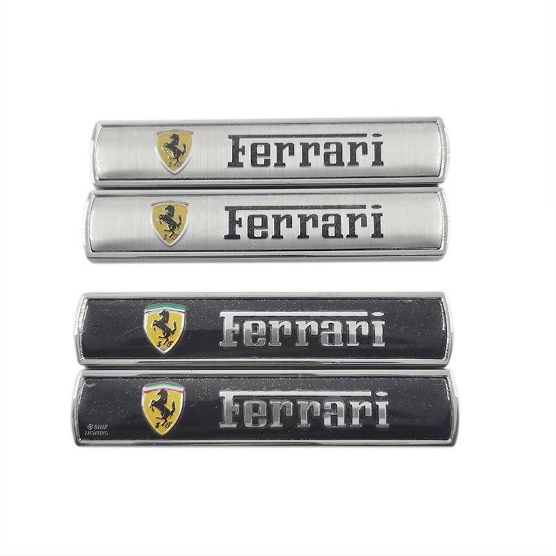 2 X Metal FERRARI Logo Car Side Fender Decorative Emblem Sticker Decal ...