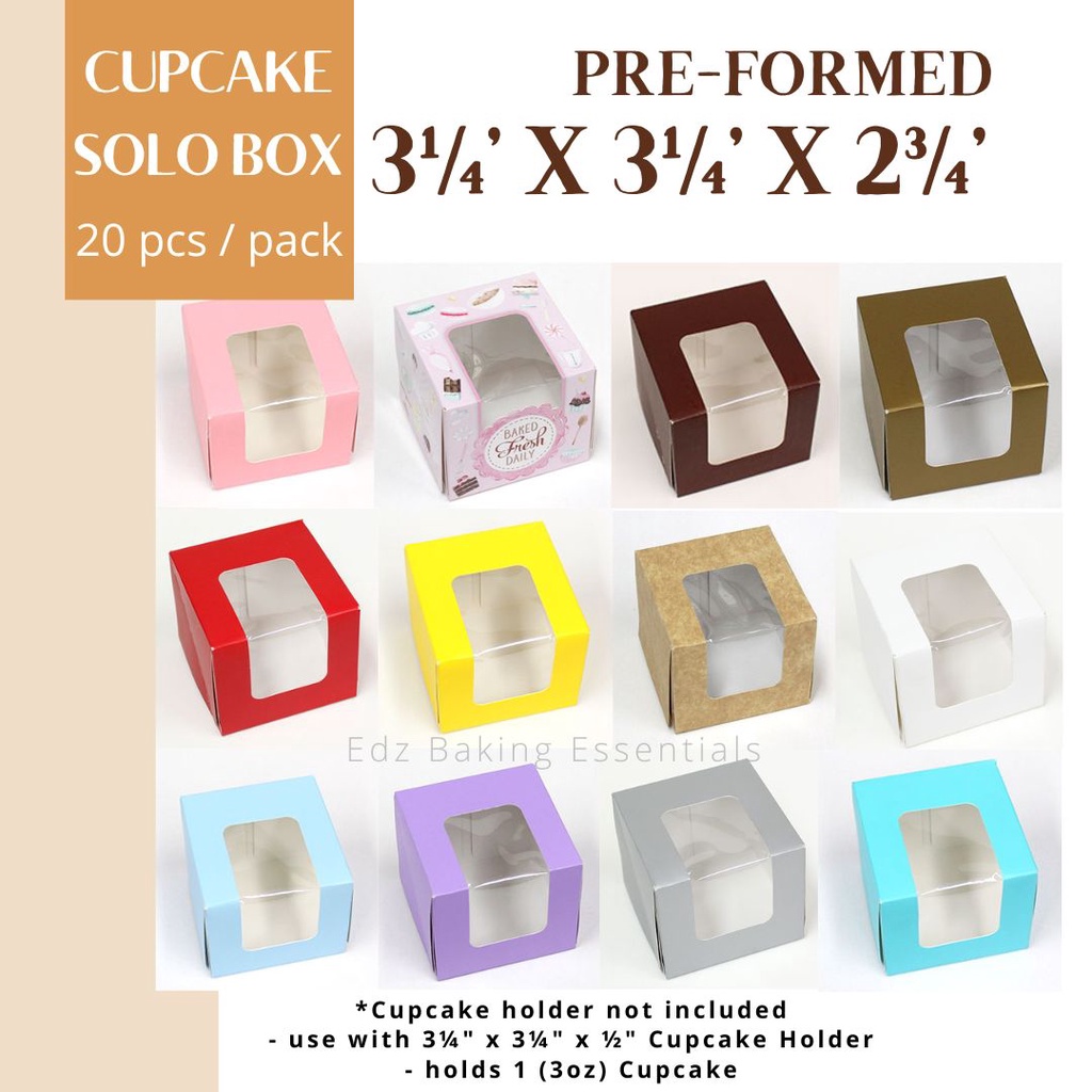 Cupcake Solo Box- Pre-Formed 3oz Solo Box 3¼” x 3¼” x 2¾” -20pcs (RM ...
