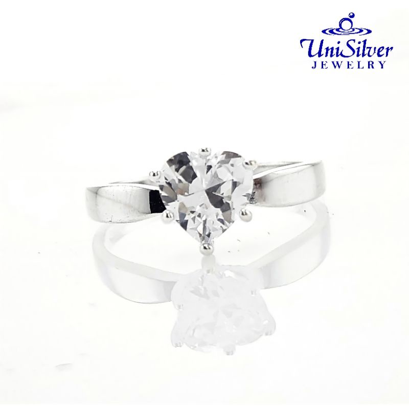 Unisilver 925 Sterling Lady's Solitaire Ring (RS033-2001) | Shopee ...