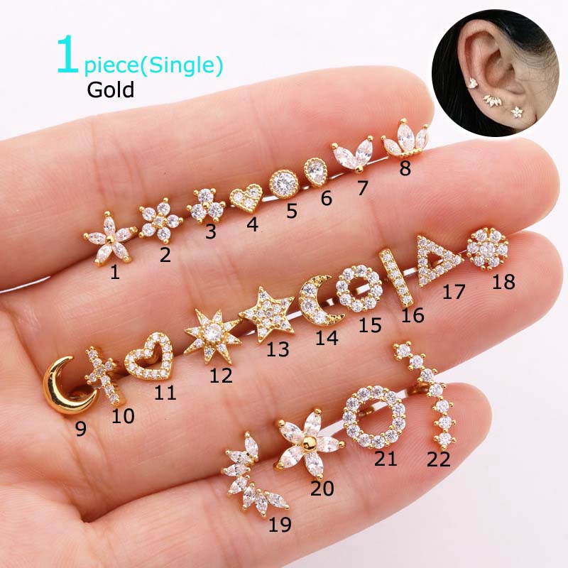 1piece Stianless Steel Helix Pinna Earrings Tragus Cartilage Piercing ...