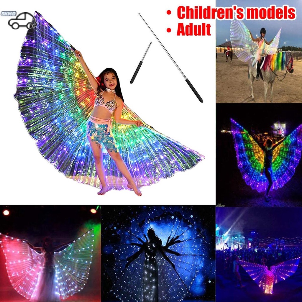 LED Isis Wings Belly Dance Wings Colorful Butterfly Wings w/ Telescopic ...