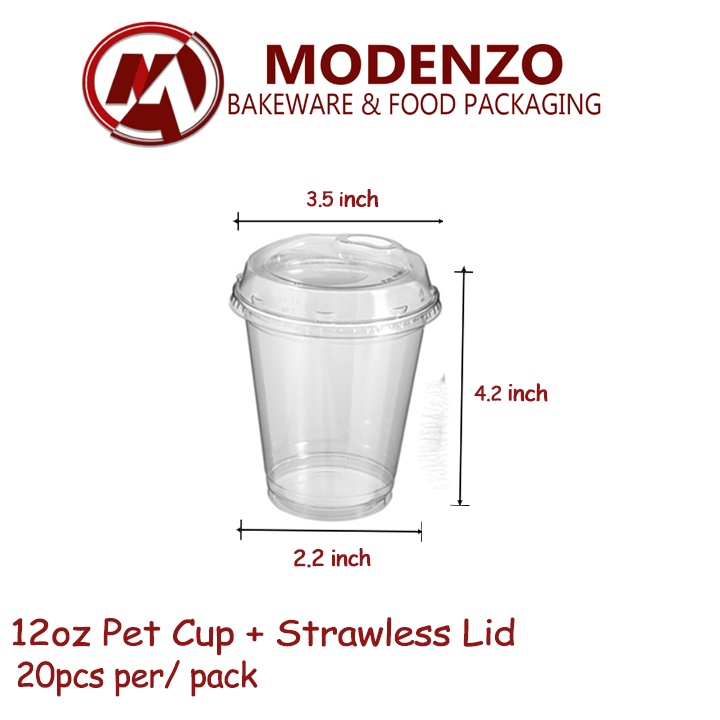 PET Cup + Strawless Lids 12oz (20pcs per pack) | Shopee Philippines