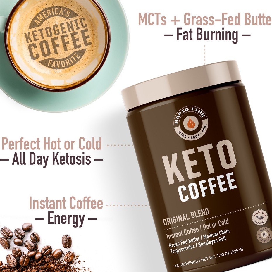 Rapid Fire Original Keto Coffee Instant Coffee Mix, 7.93 oz Can ...