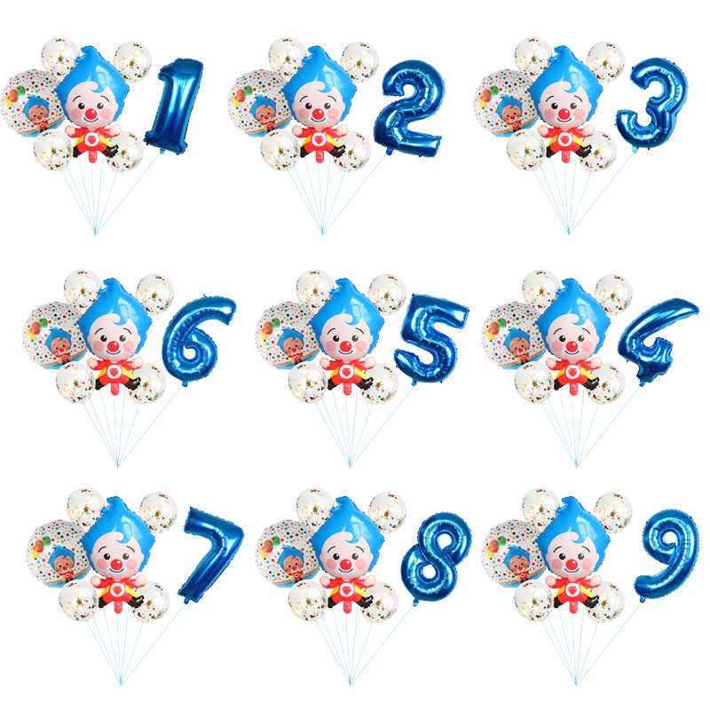 Party Decorations 7 Pieces/Set Clown Numbered Sequin Balloons Cartoon ...