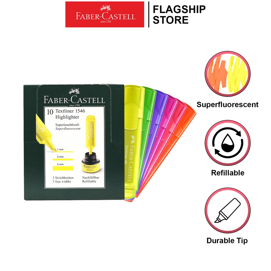 Faber-Castell Textliner 1546 Superflourescent 10PCS/BOX | Shopee ...