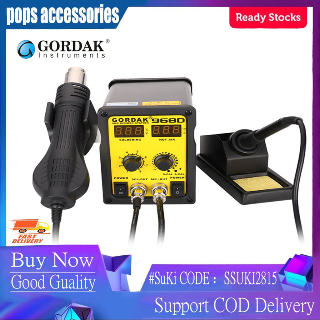 Gordak 968D Rework Station Hot Air Soldering Station Pull Gun Remake Station Combo | Shopee ...