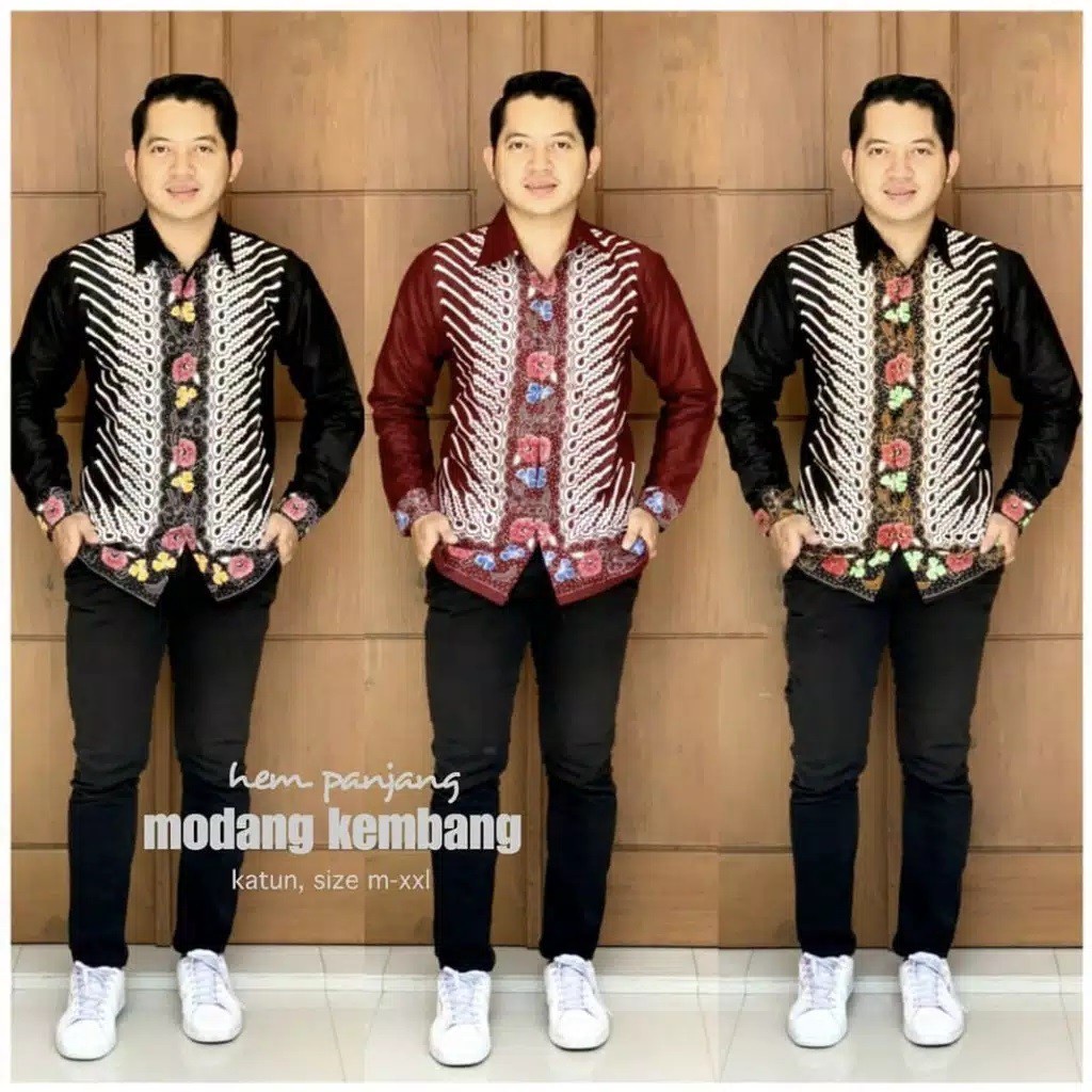 KATUN KEMEJA Batik Shirt Sogan Kembang Men's Shirt Office Casual Formal ...