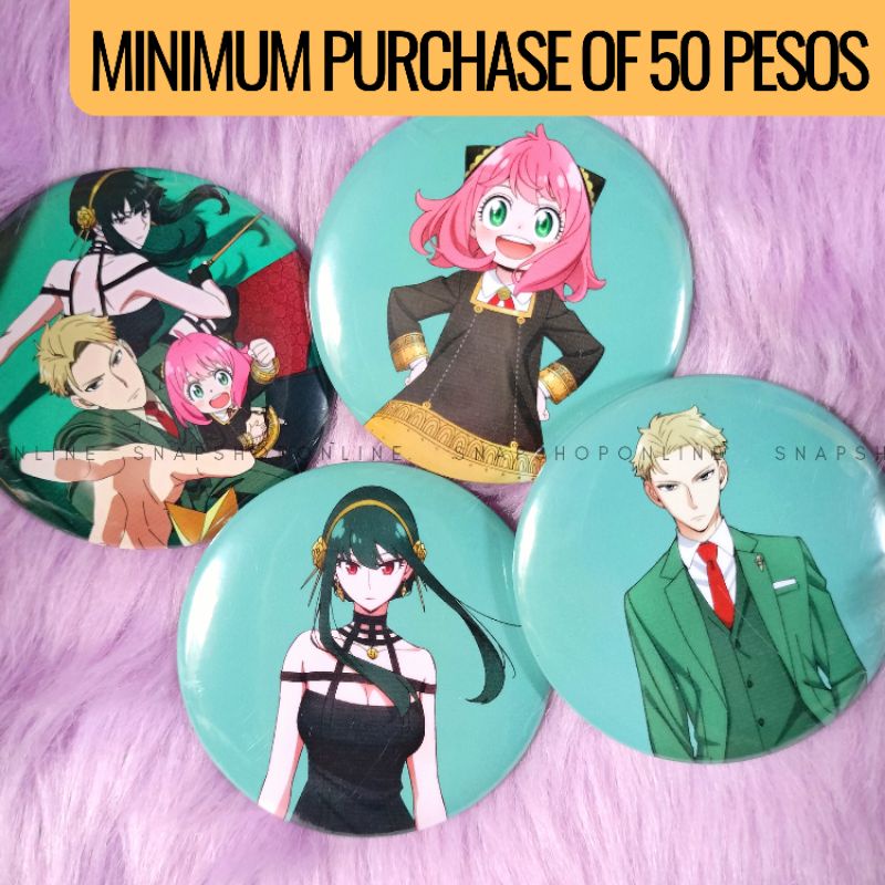 SPY X FAMILY Button Pin Glossy Anya Loid Bond Yor Forger 2.5inches ...
