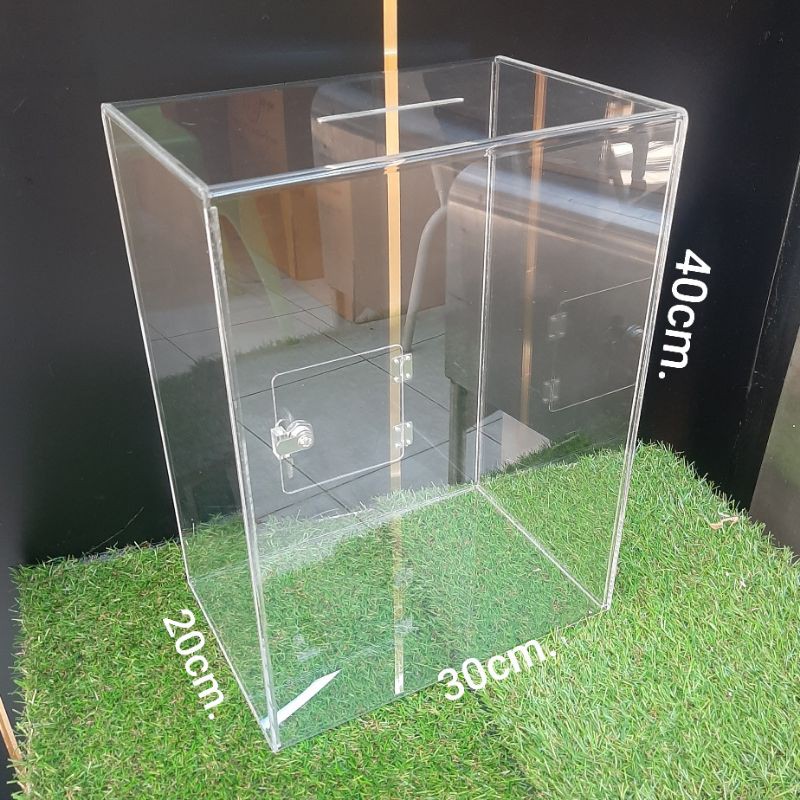 Large Donation Box Acrylic 40 30 20 Cm.with Key | Shopee Philippines