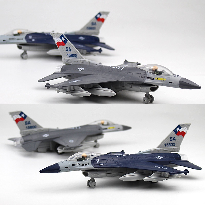 Toy alloy fighter jet F16 model sound and light pull back aviation ...