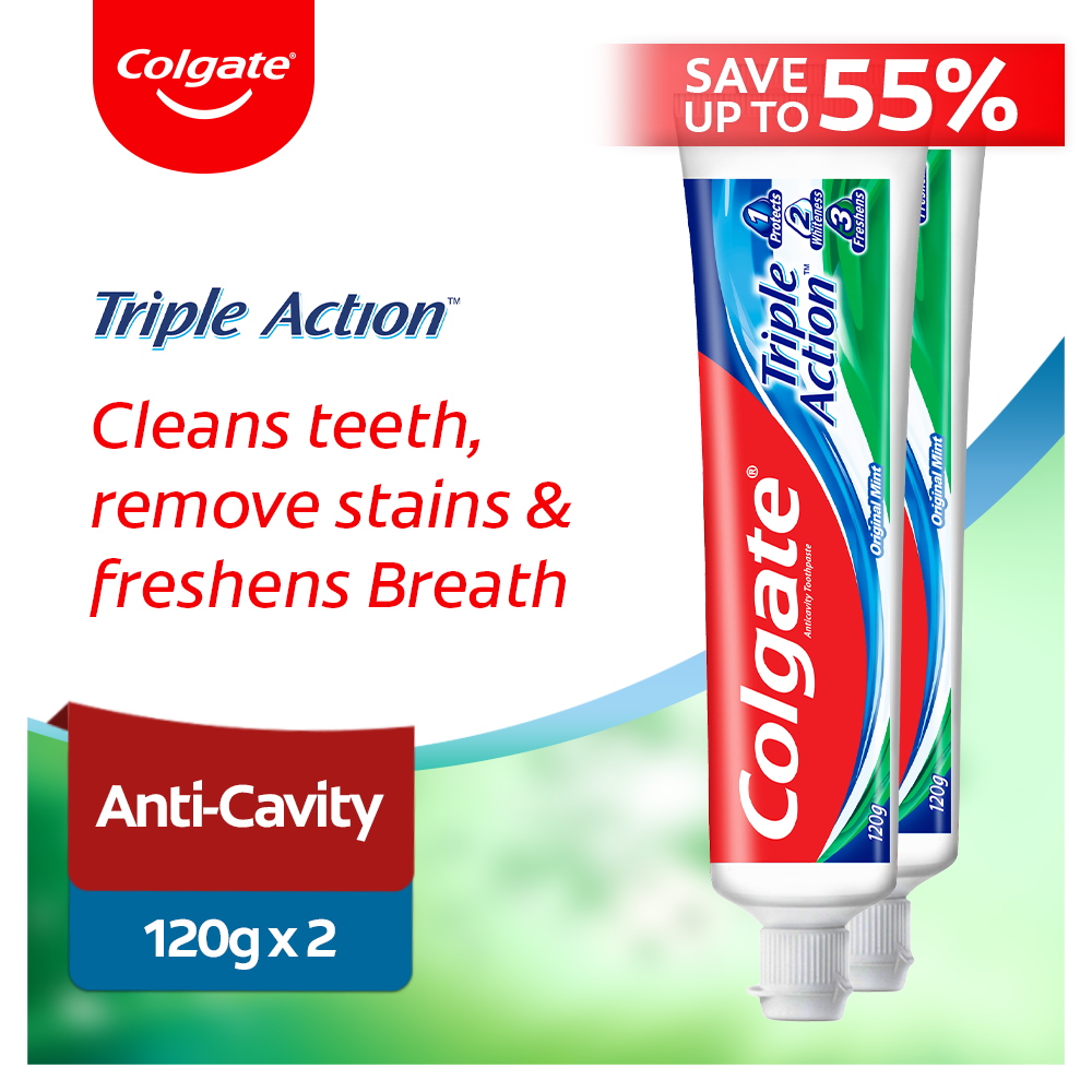 Colgate Triple Action Anti-Cavity Family Toothpaste 120g Twin Pack ...