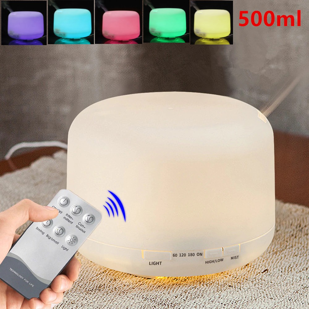 500ml Ultrasonic Air Humidifier Aromatherapy Essential Oil Diffuser ...