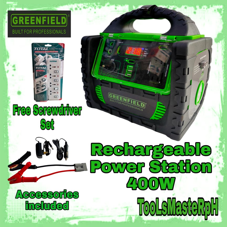 GREENFIELD 400W Portable Rechargeable Power Station (GPS400W) Generator ...