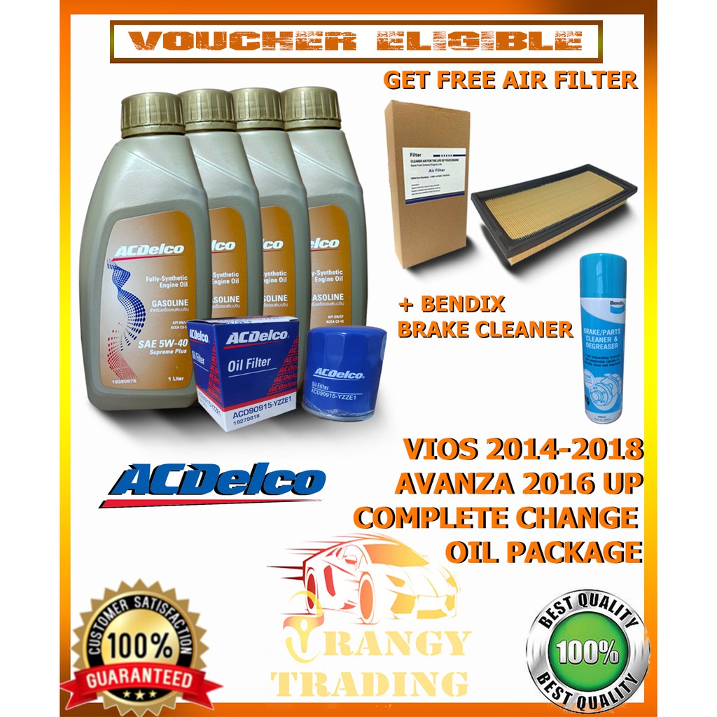 Vios 2014-2018 and Avanza 2016 and up Complete Change Oil Package 5W40 ...