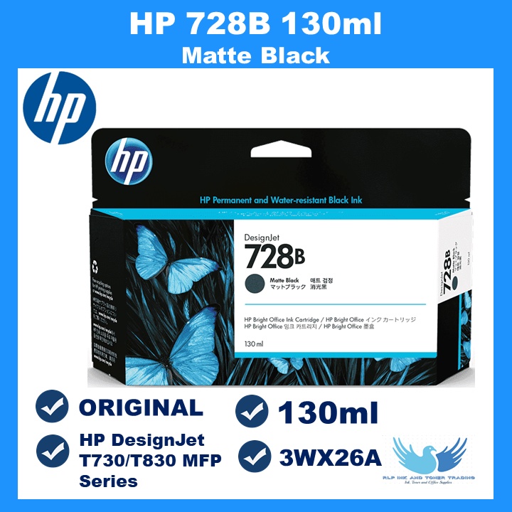 HP 728B 130ml Matte Black DesignJet Ink Cartridge 3WX26A | Shopee Philippines