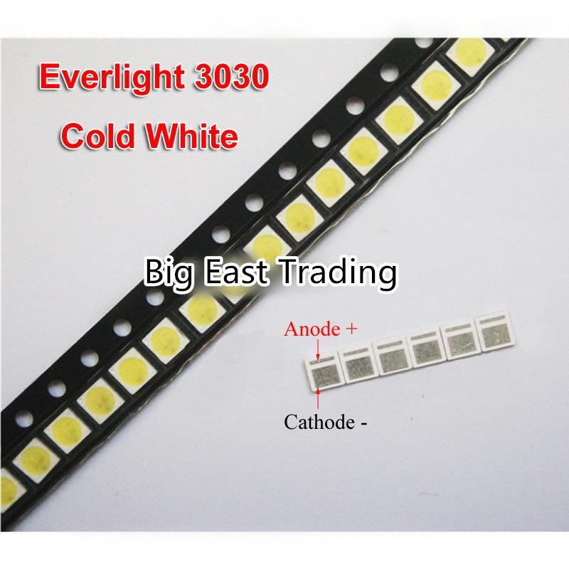 100Pcs EVERLIGHT LED Backlight 3030 3V 6V 1-2W Cool white 125-150LM LCD ...