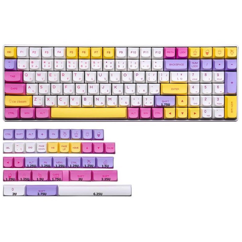 124/135 Keys XDA Keycaps Honey Milk Matcha Ice Cream Japanese ...