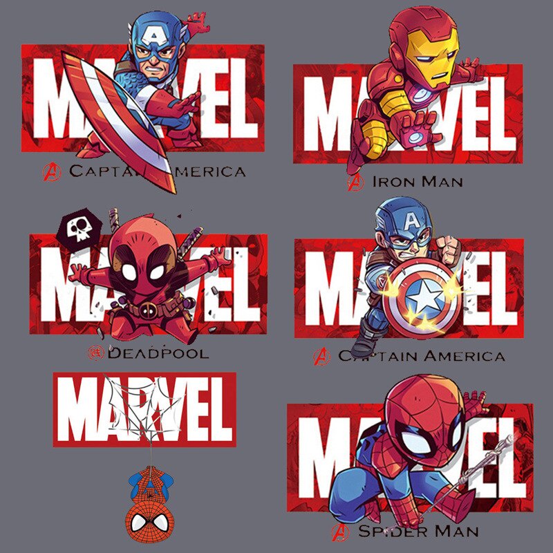 Marvel Print DIY Patches Iron on Transfer Clothing T-shirt Sweater ...